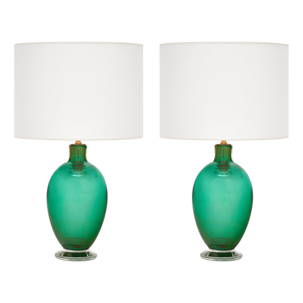 Emerald Venetian Glass Avventurina Lamps - Murano - In Stock – Jean ...